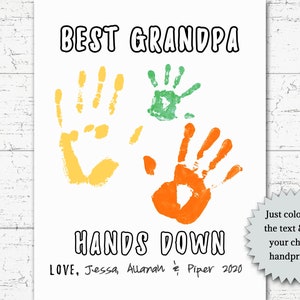 Printable Handprint Craft, Best Grandpa Hands Down, Birthday Gift for ...