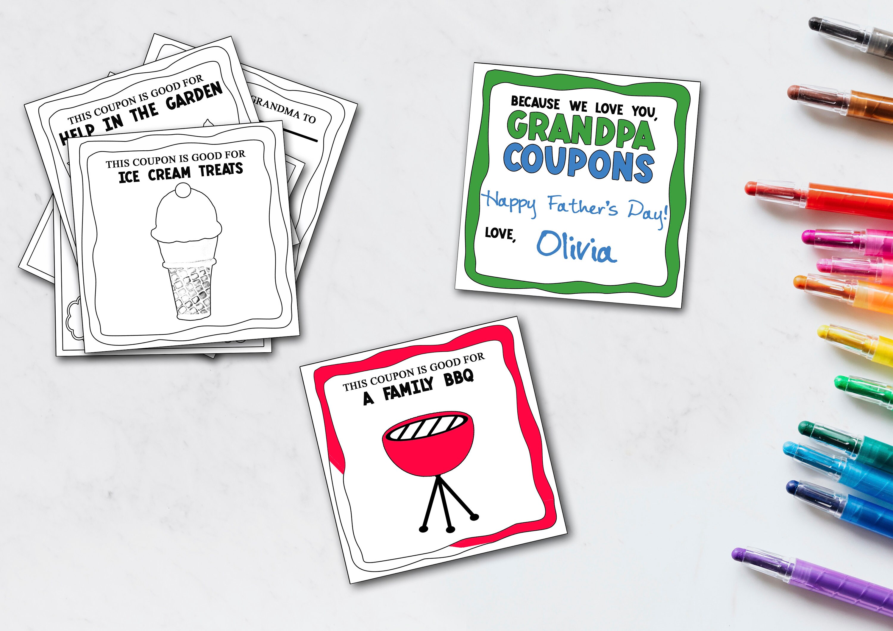 Printable Coupons Personalized Father's Day Gift for | Etsy