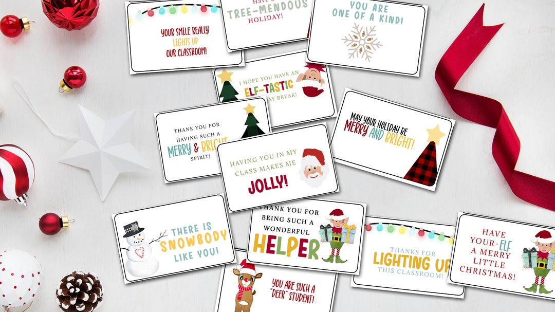 Printable Christmas Cards From Teacher to Students. Holiday Stationary ...