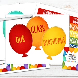Class Birthday Display, Printable Classroom Decor, Birthday Board ...