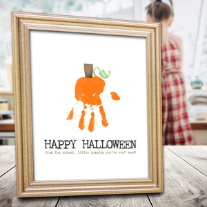 DIY Handprint Art, Halloween Decor, Pumpkin Print, Halloween Party ...