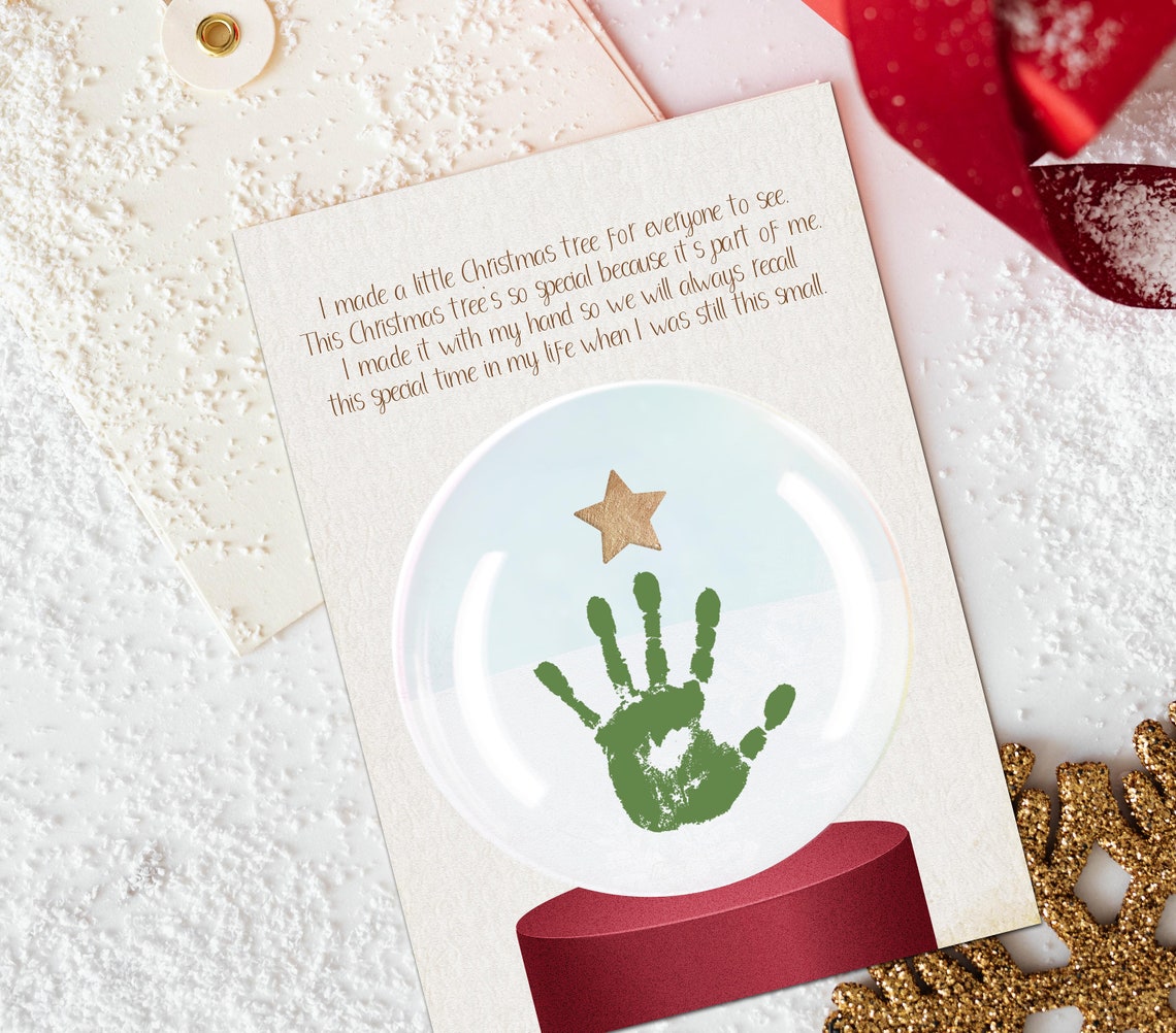 Christmas Handprint Printable Snow Globe Craft for Kids | Etsy