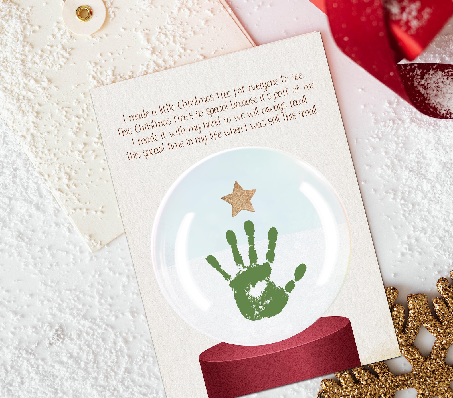 Christmas Handprint Printable, Snow Globe Craft for Kids, Personalized ...