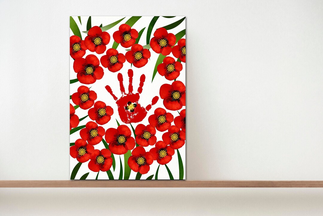 Remembrance Day Craft Kids DIY Handprint Art Poppy Poster - Etsy Canada