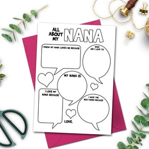 Printable Coloring Cards for Kids, Nana Card, Best Mother's Day Cards ...