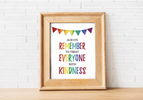 Printable Kindness Poster for Kids Back to School Classroom - Etsy