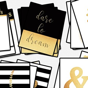 Printable Planner Cards With Inspirational Quotes, Black and Gold ...