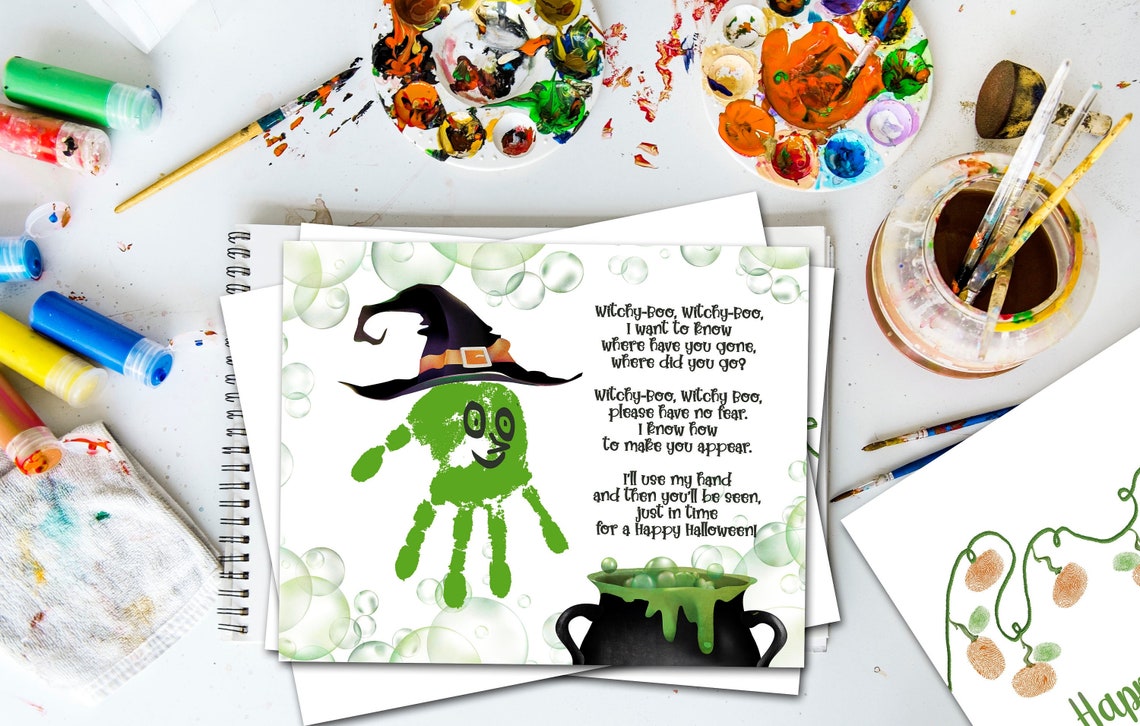 Halloween Handprint Craft DIY Witch Crafts for Kids With | Etsy