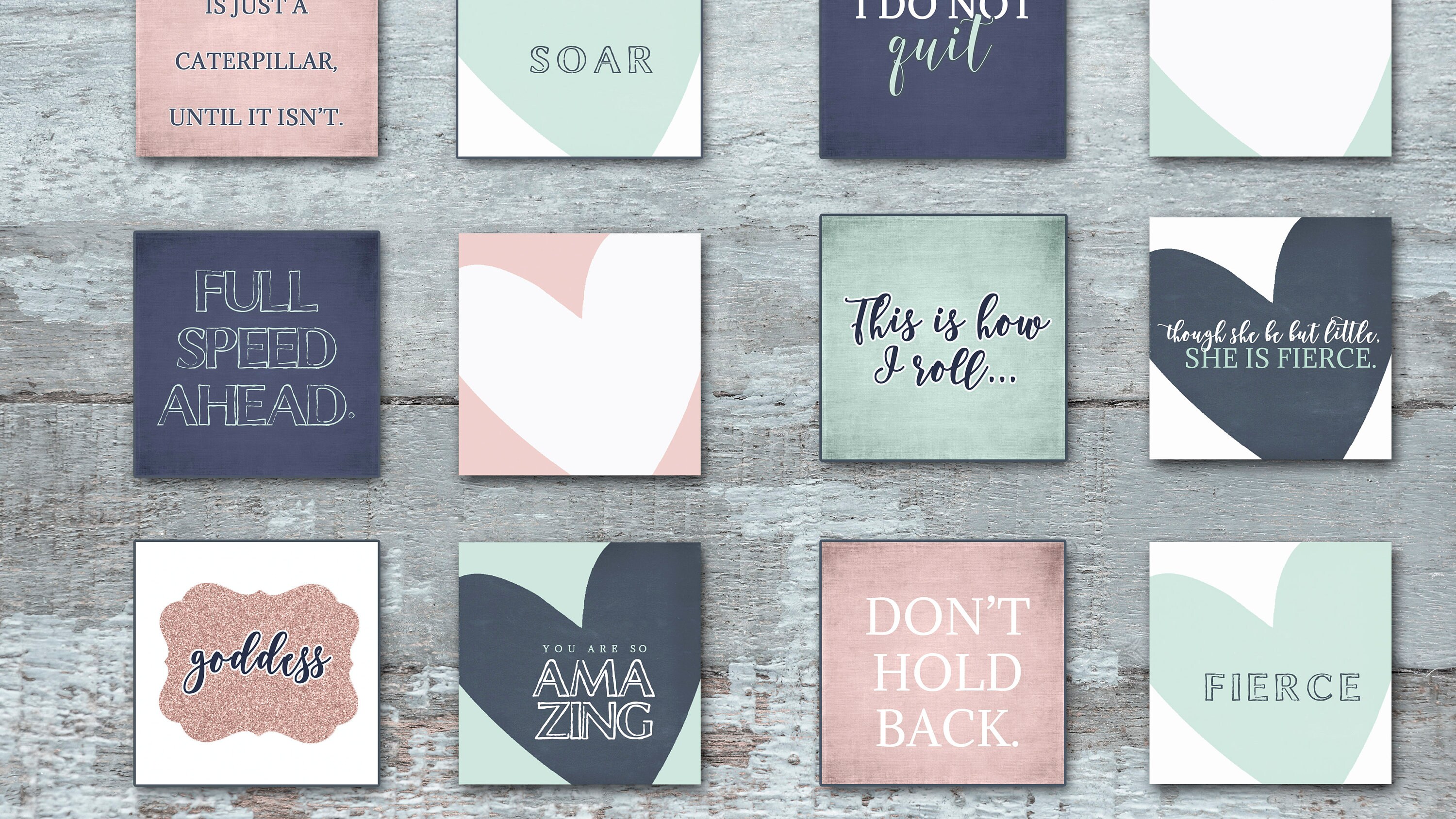 Vision Board Printables for Women, Positive Quote Cards for Teenage ...