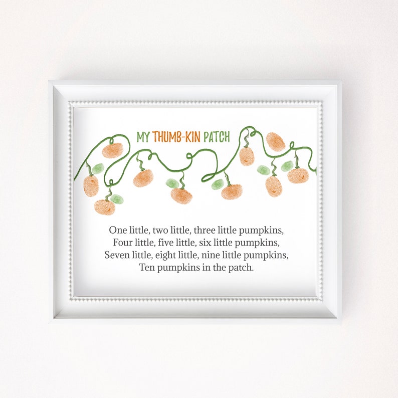 Ten Little Pumpkins Thumbprint Art, Preschool Printable, Kindergarten ...