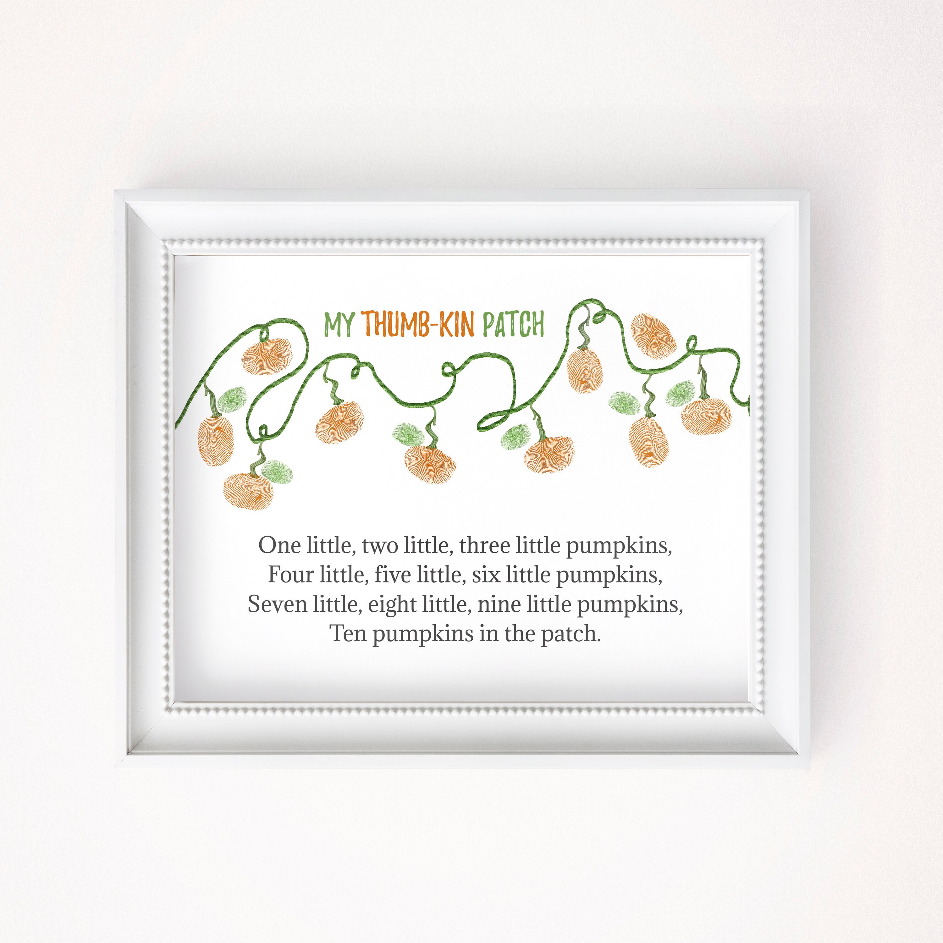 Ten Little Pumpkins Thumbprint Art, Preschool Printable, Kindergarten ...