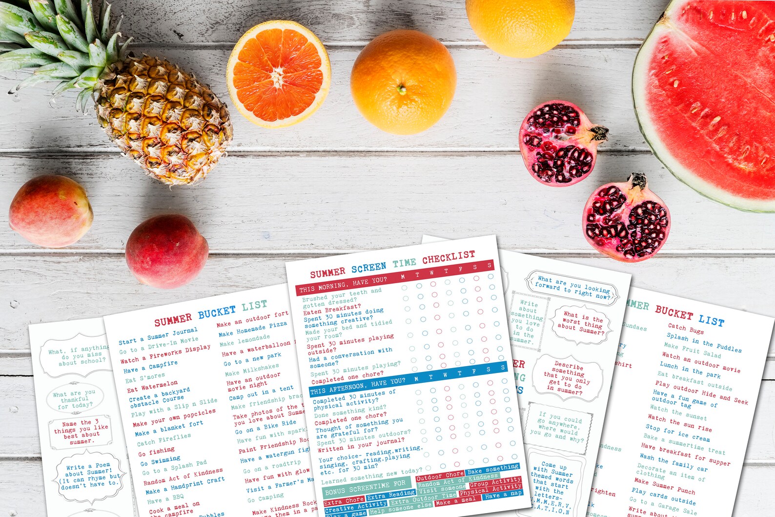 Summer Printables for Kids, Summer Bucket List, Summer Screen Time ...