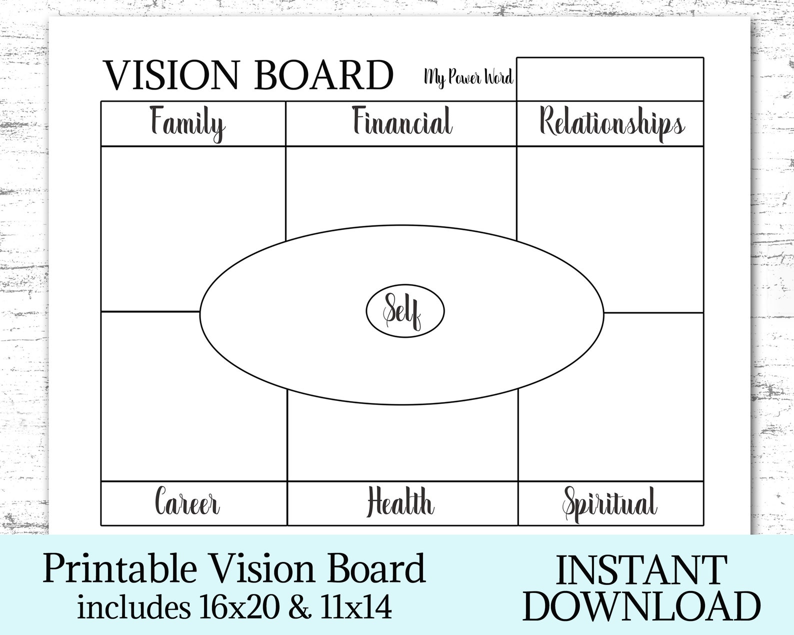 Printable Vision Board 16x20 11x14 Home Office Printables | Etsy