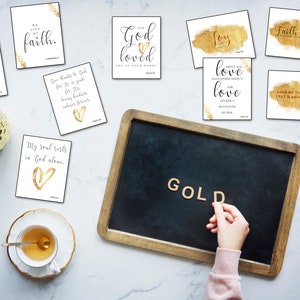Printable Scripture Cards, Gold and Black Prayer Journal Cards for ...