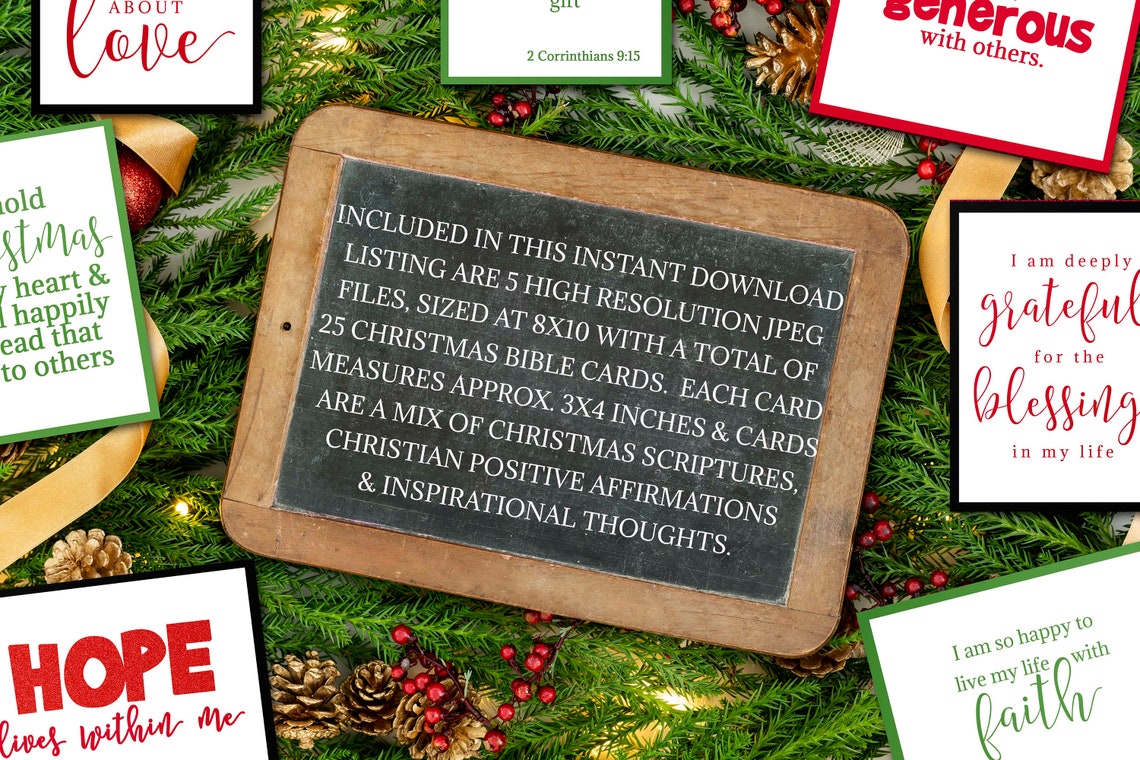 Christmas Affirmation Cards Printable Scripture Cards Bible - Etsy