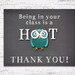 Printable Owl Teacher Thank You Card (digital Download) - Etsy