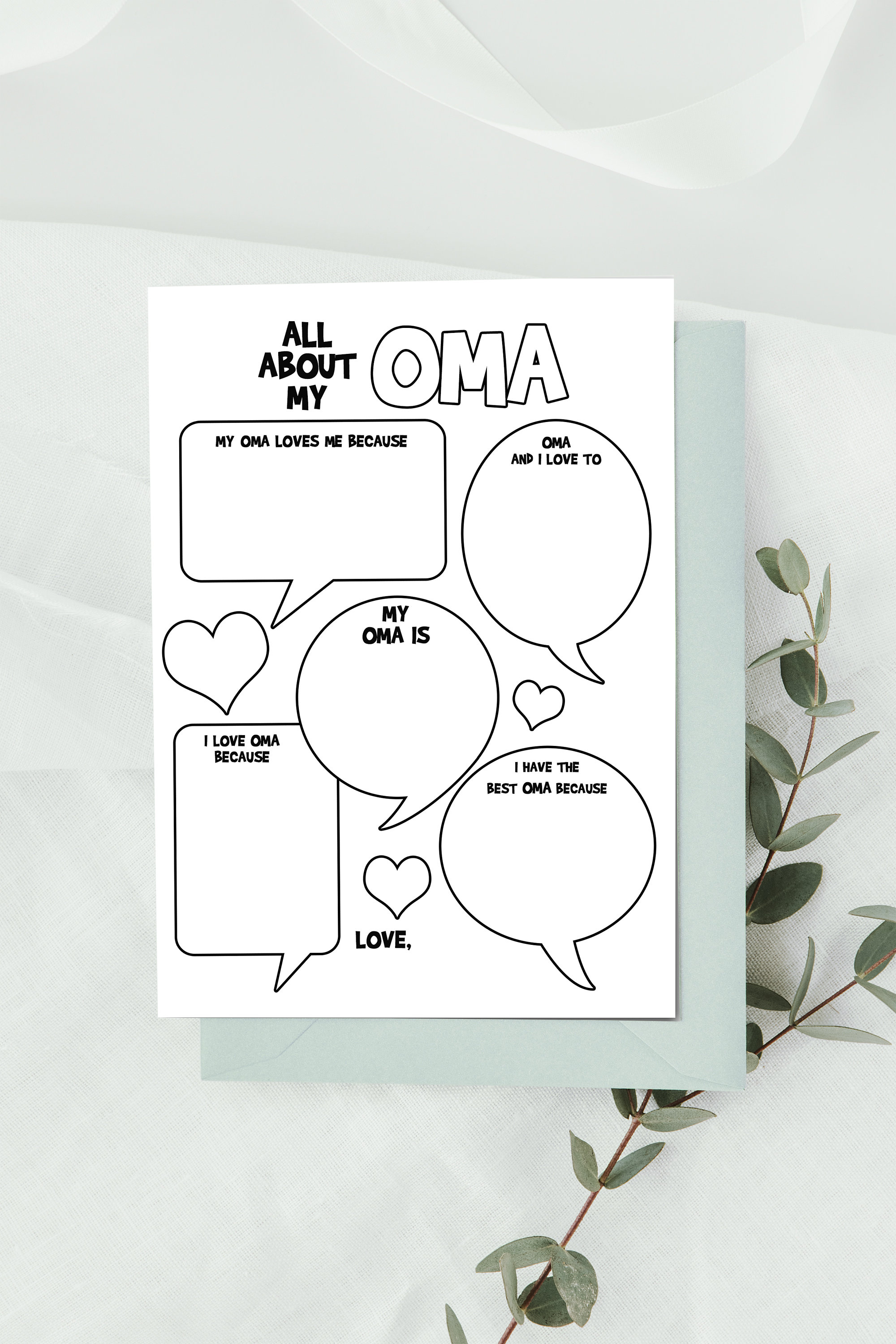 OMA Card Printable Mothers Day Card for Oma Oma Birthday | Etsy