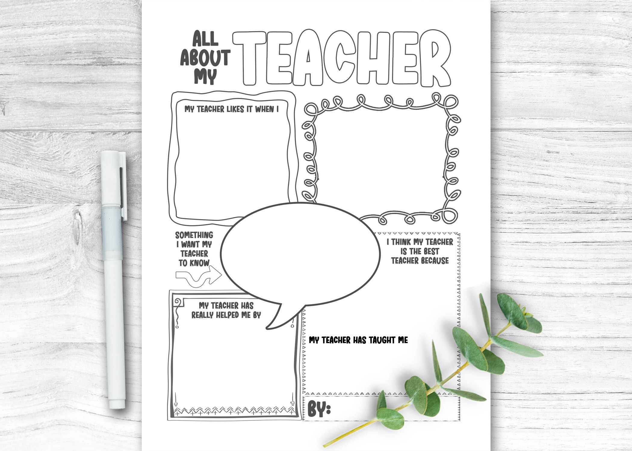 All About My Teacher Printable Teacher Appreciation Teacher - Etsy