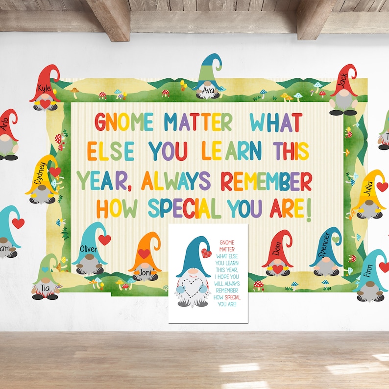 Gnome Classroom Bulletin Board Art: Rainbow Back to School Poster ...