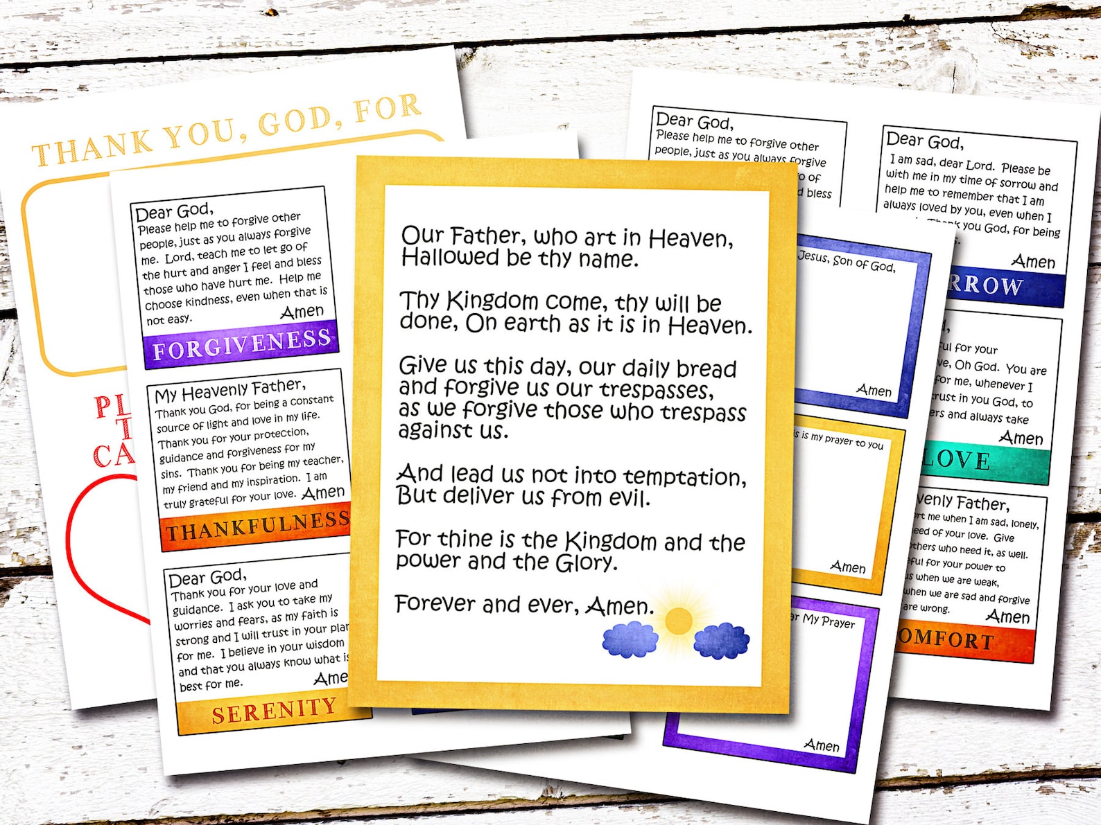 Printable Prayer Cards for Kids, Bible Verse Memory Cards, the Lord's ...