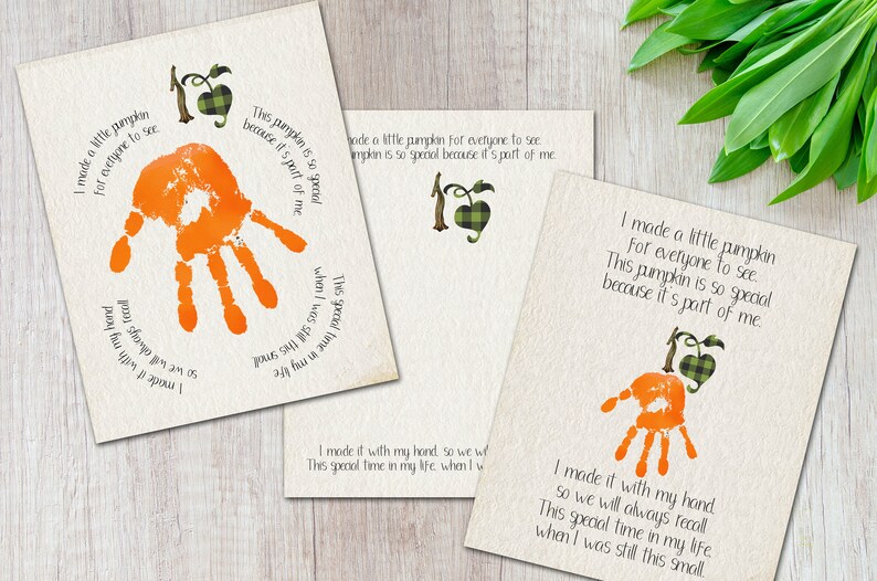 Fall Handprint Craft Pumpkin Art for Kids Thanksgiving - Etsy