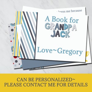 Printable Grandpa Book, Fathers Day Crafts, Personalized Birthday ...