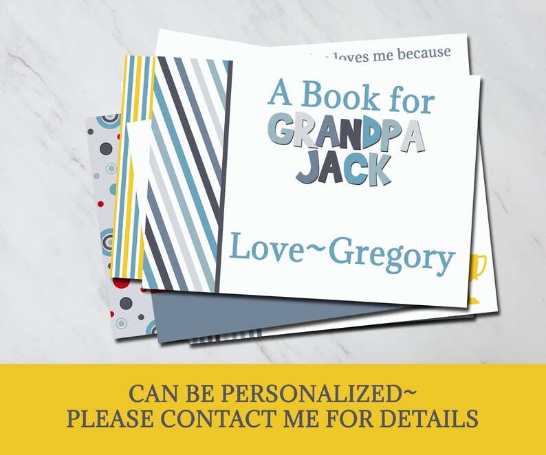 Printable Grandpa Book, Fathers Day Crafts, Personalized Birthday ...
