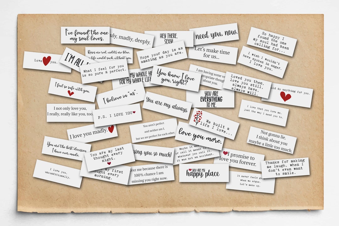 Printable Love Notes, Romantic Mini Cards for Husband, Unique Couples ...
