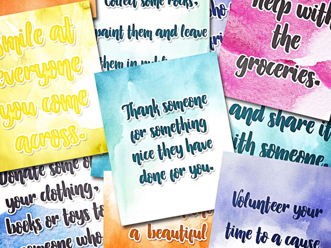 Random Acts of Kindness Cards for Kids an INSTANT DOWNLOAD, Printable ...