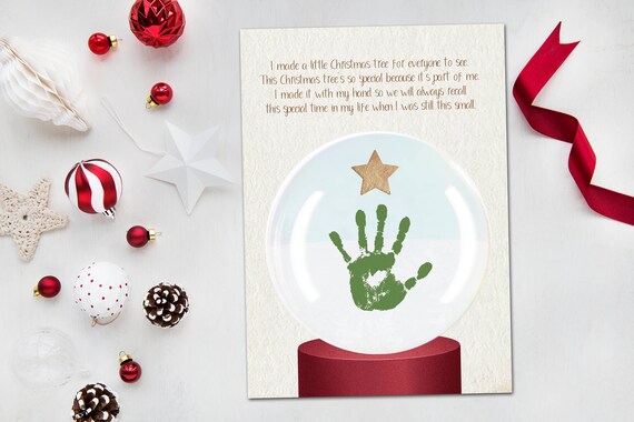 Christmas Handprint Printable Snow Globe Craft for Kids | Etsy