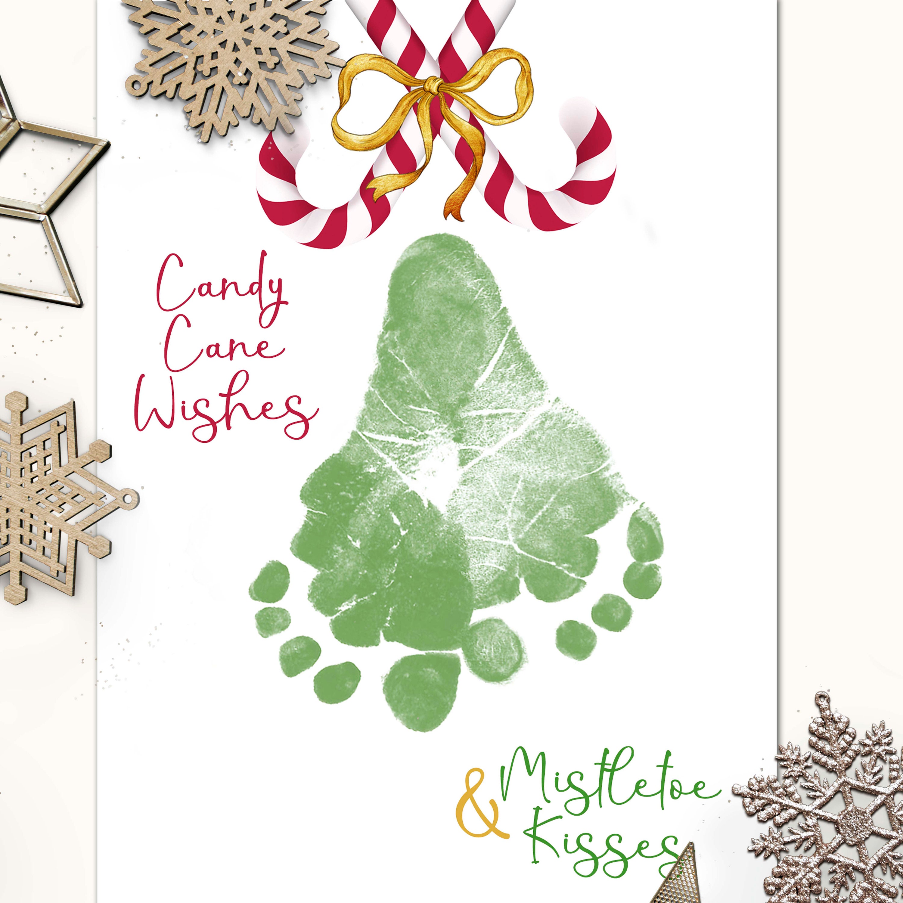 Mistletoe Footprint Craft DIY Personalized Christmas Gift | Etsy
