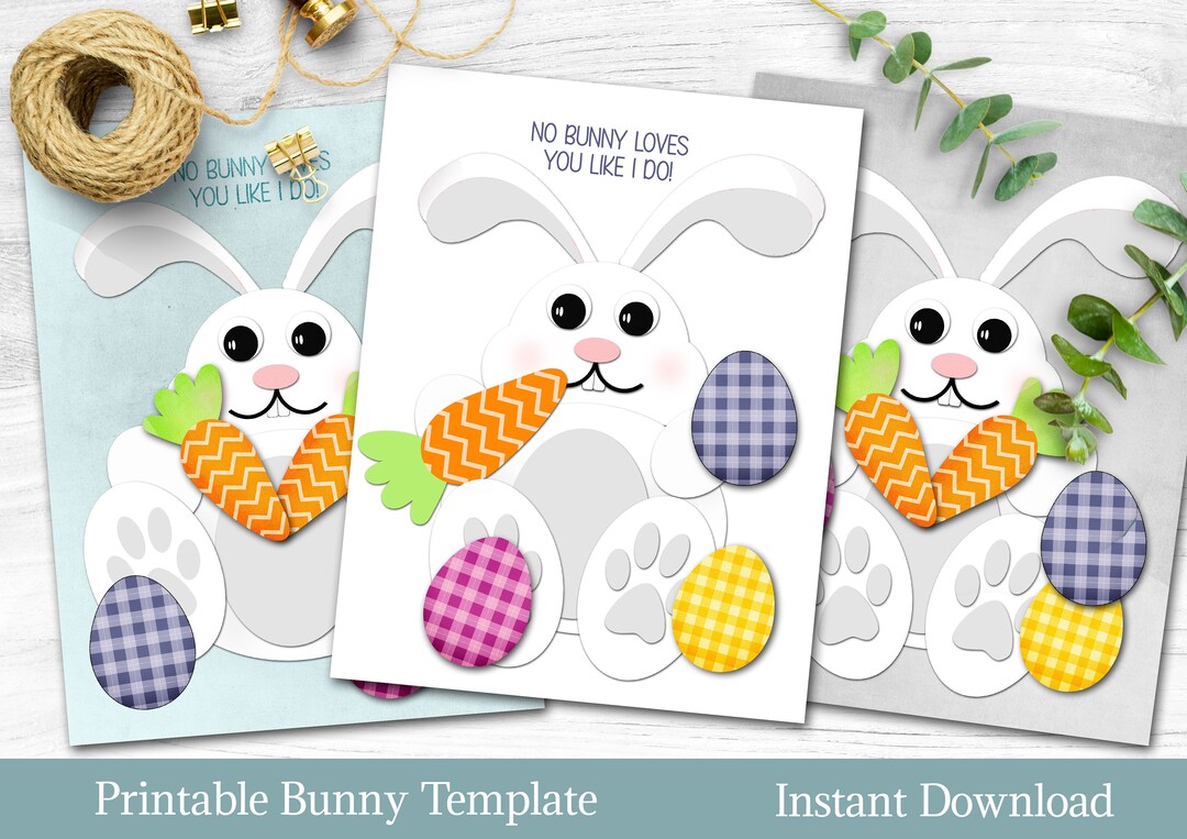 Printable Bunny Template, Easter Craft Kit for Kids, DIY Spring ...