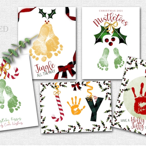 Christmas Handprint Footprint Craft Bundle Printable | Etsy