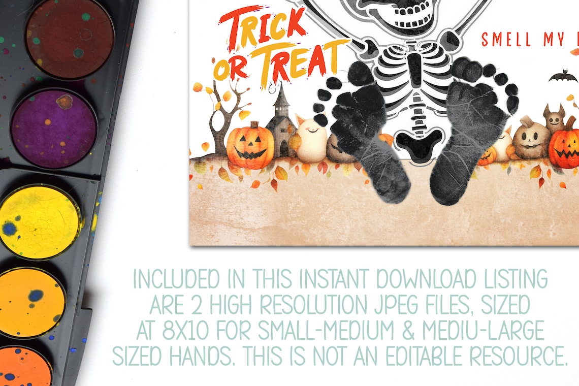 Skeleton Footprint Art: Kids Halloween Craft (digital Download) - Etsy