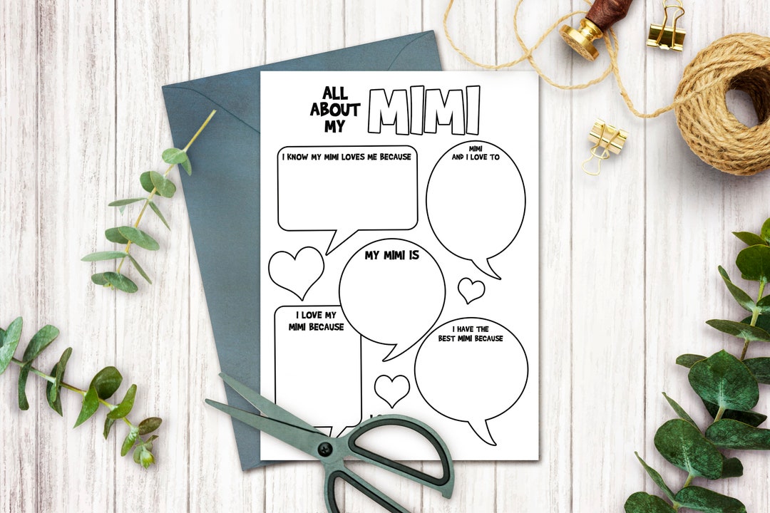 Printable Mimi Card, Personalized Mothers Day Cards for Mimi, Instant ...