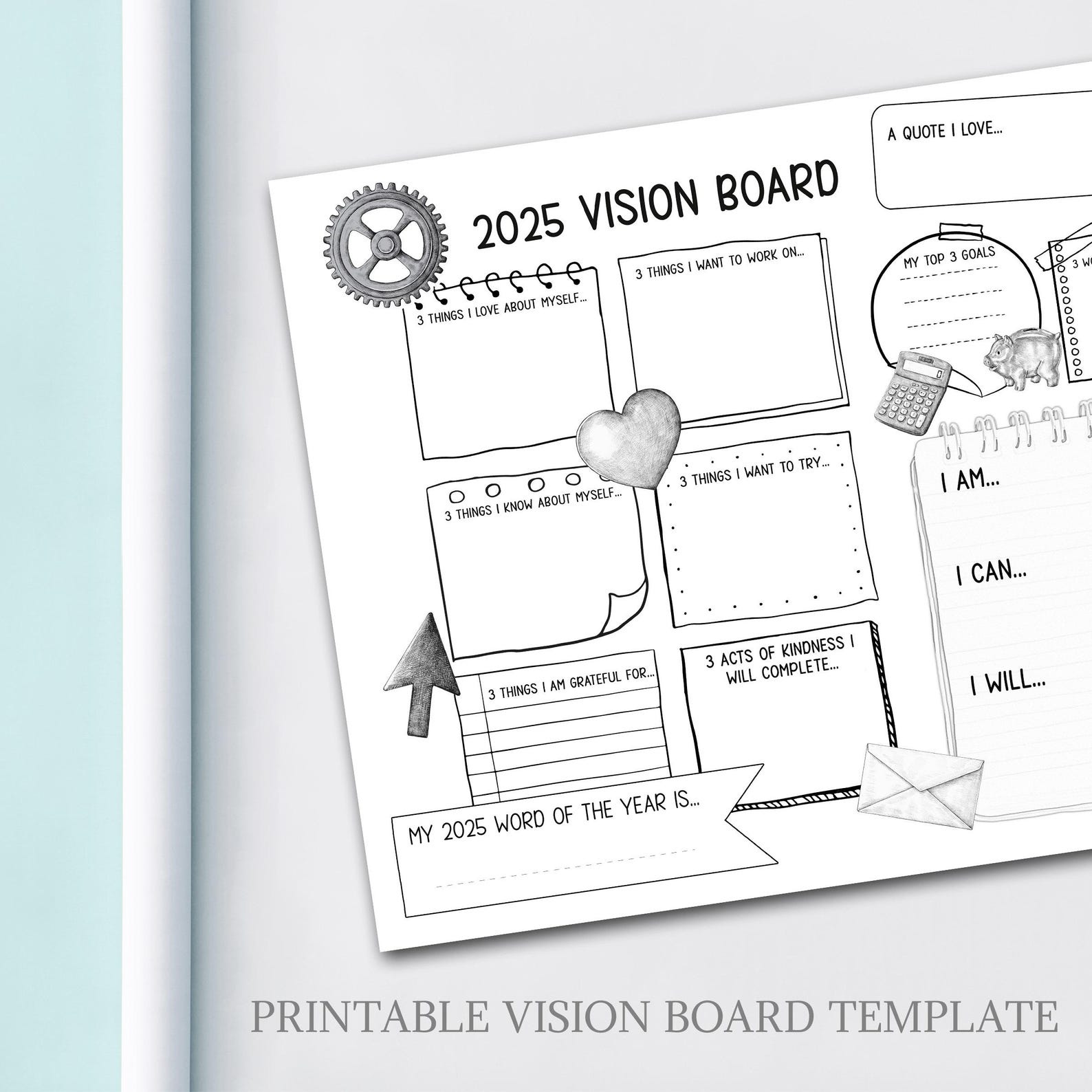 2025 Vision Board Template: Social Emotional Learning Goal Setting ...