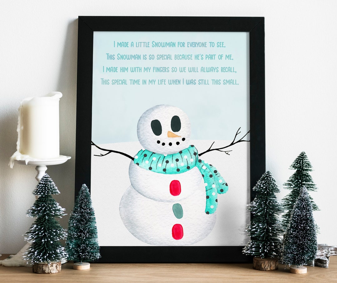 Christmas Thumbprint Art With Poem, Printable Snowman Craft for Kids ...