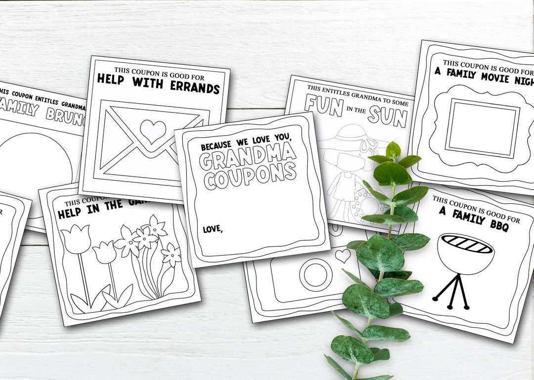 Printable Coupon Book for Grandma, Mother's Day Gift From Grandchildren ...