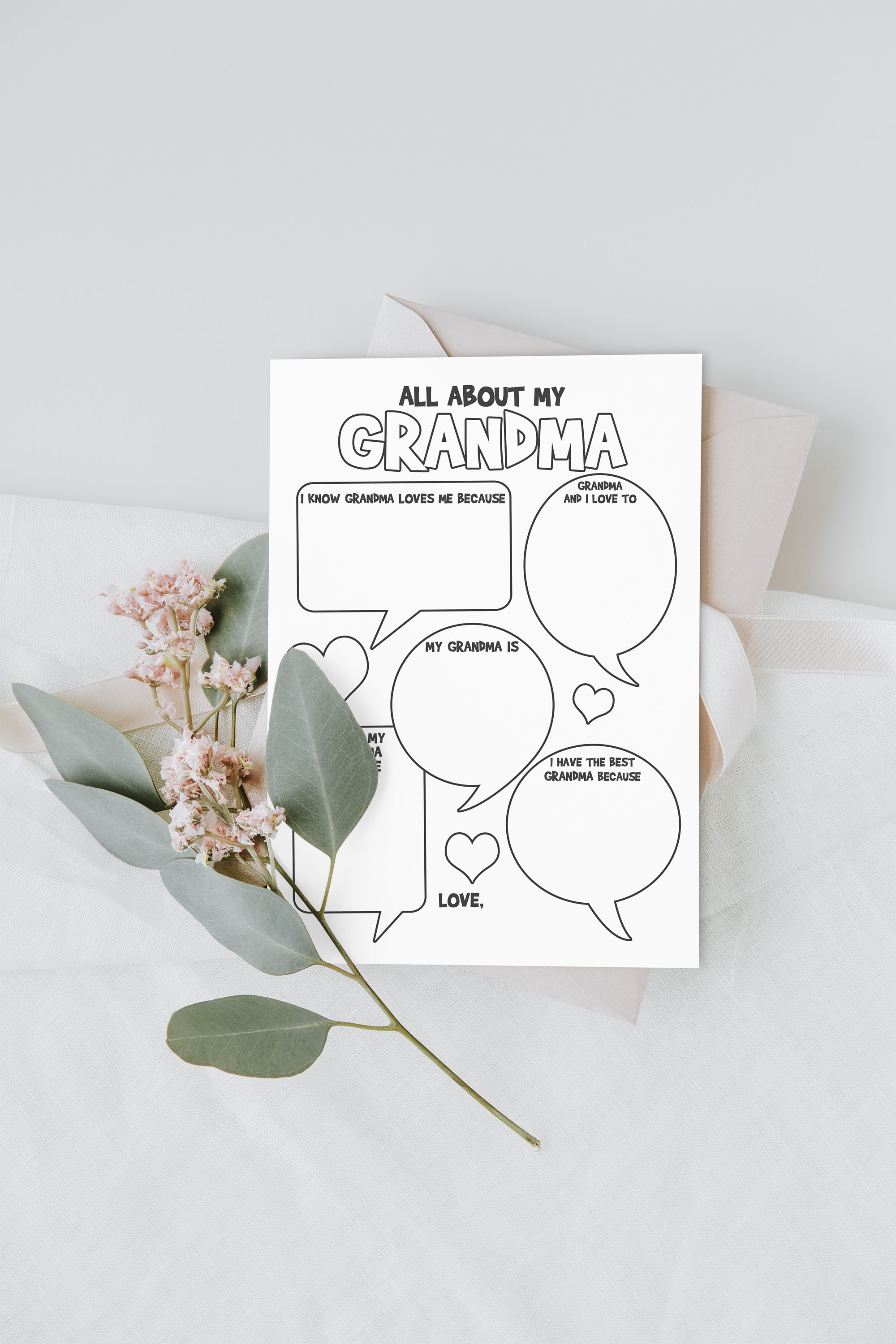 All About Grandma Card Printable Mothers Day Card for | Etsy