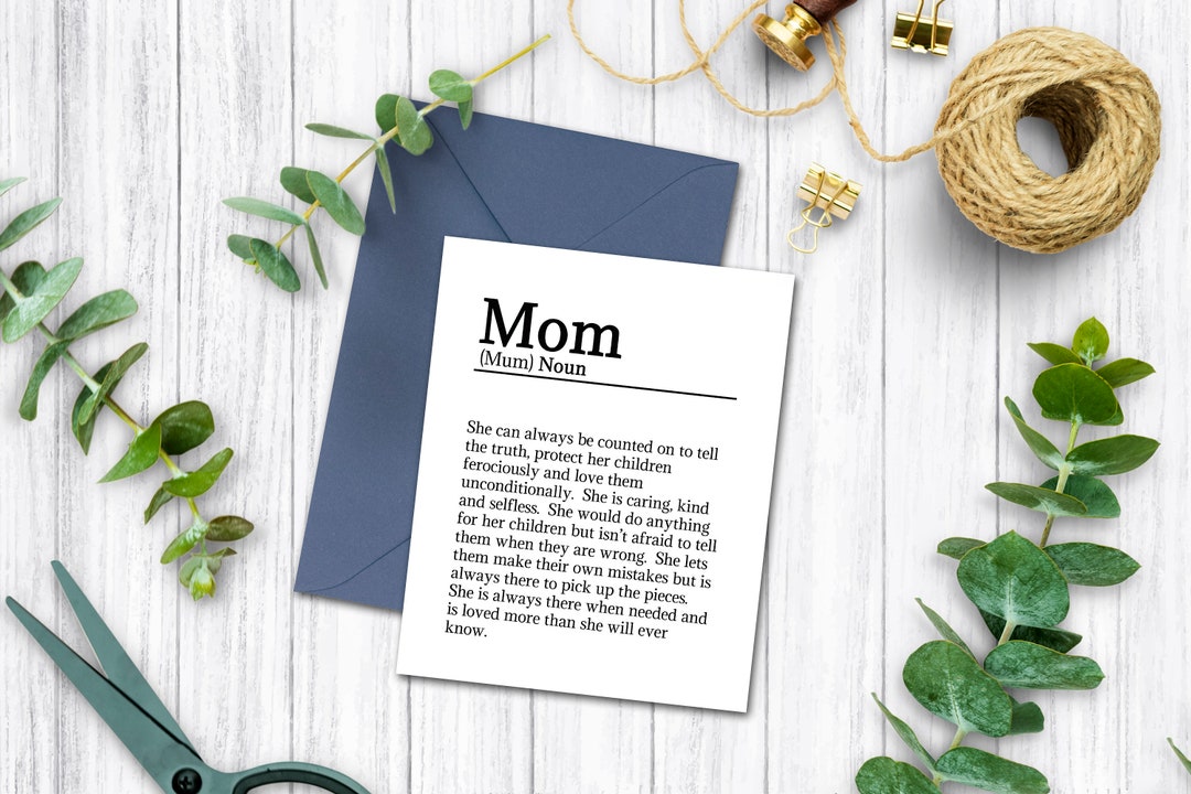 Mom Definition Card, Instant Download Mothers Day Card for Mom From ...