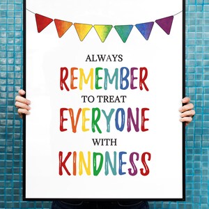 Printable Kindness Poster for Kids, Back to School Classroom Decoration ...