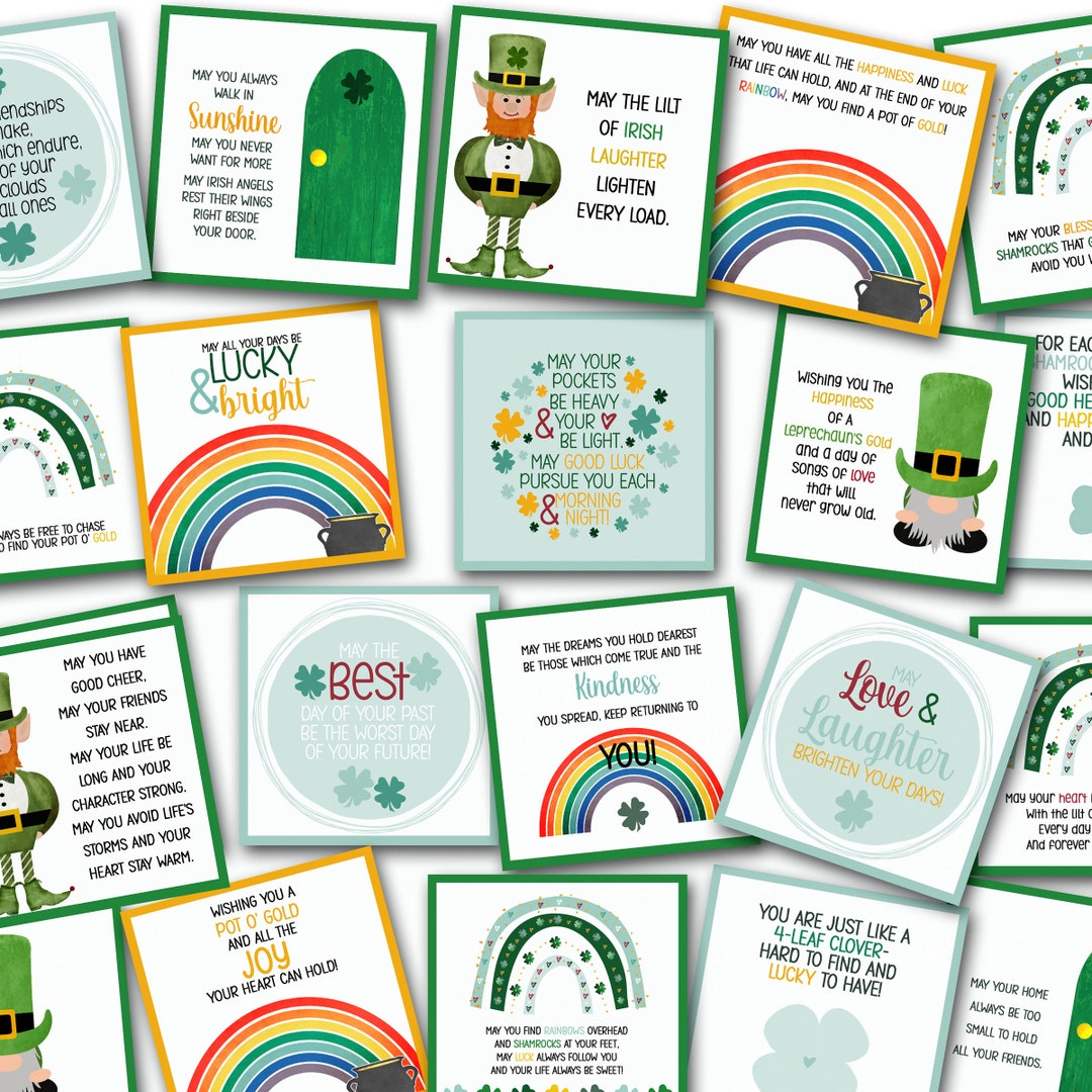 St. Patrick's Day Notes, Irish Blessing Cards, Notecards From Teacher ...
