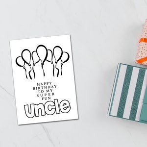 UNCLE Birthday Card, DIY Coloring Card Activity, Children's Homeschool ...