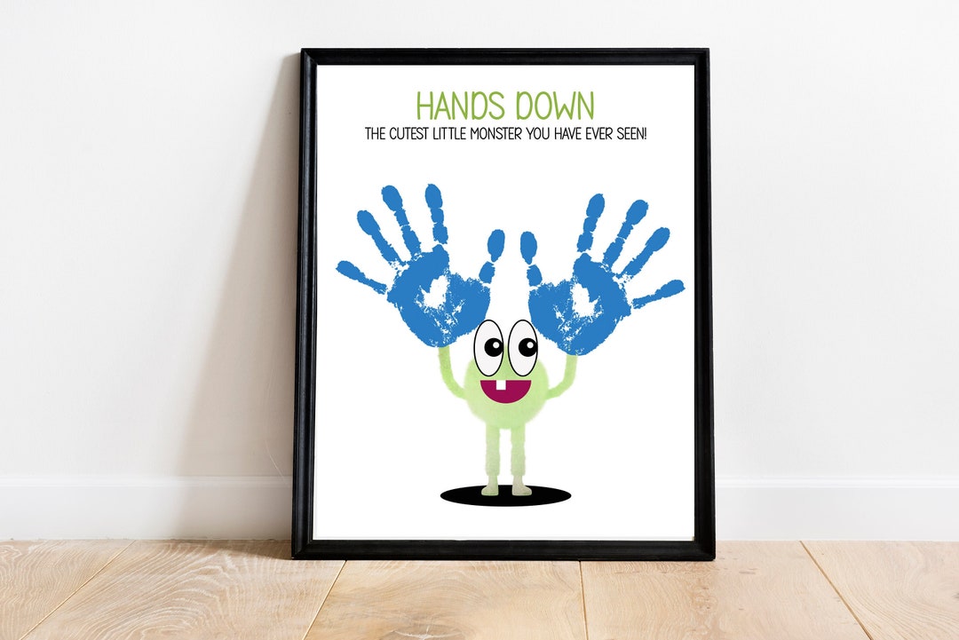 Kids Halloween Monster Handprint Craft, DIY Kindergarten Printables ...