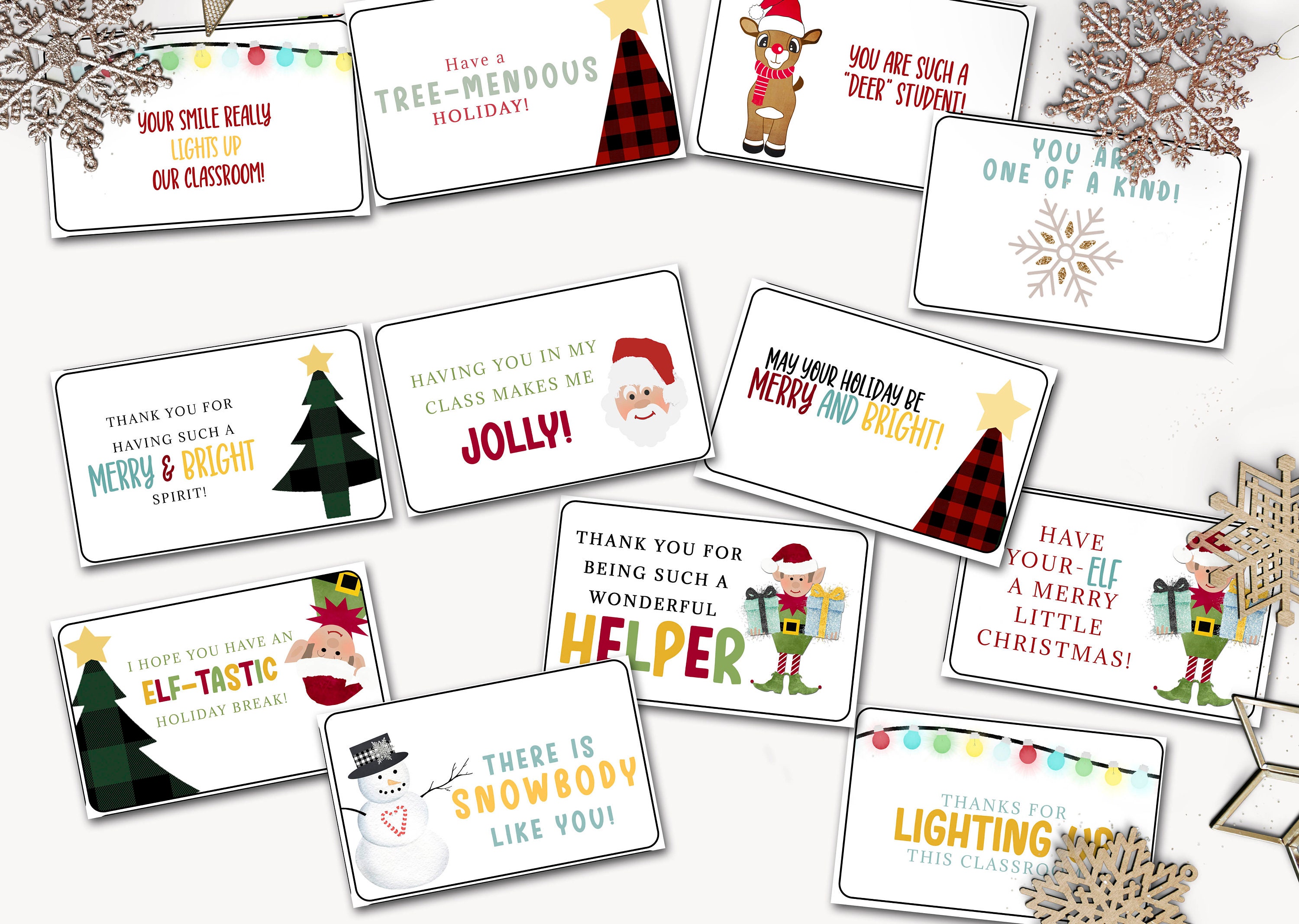 Printable Christmas Cards From Teacher to Students. Holiday | Etsy