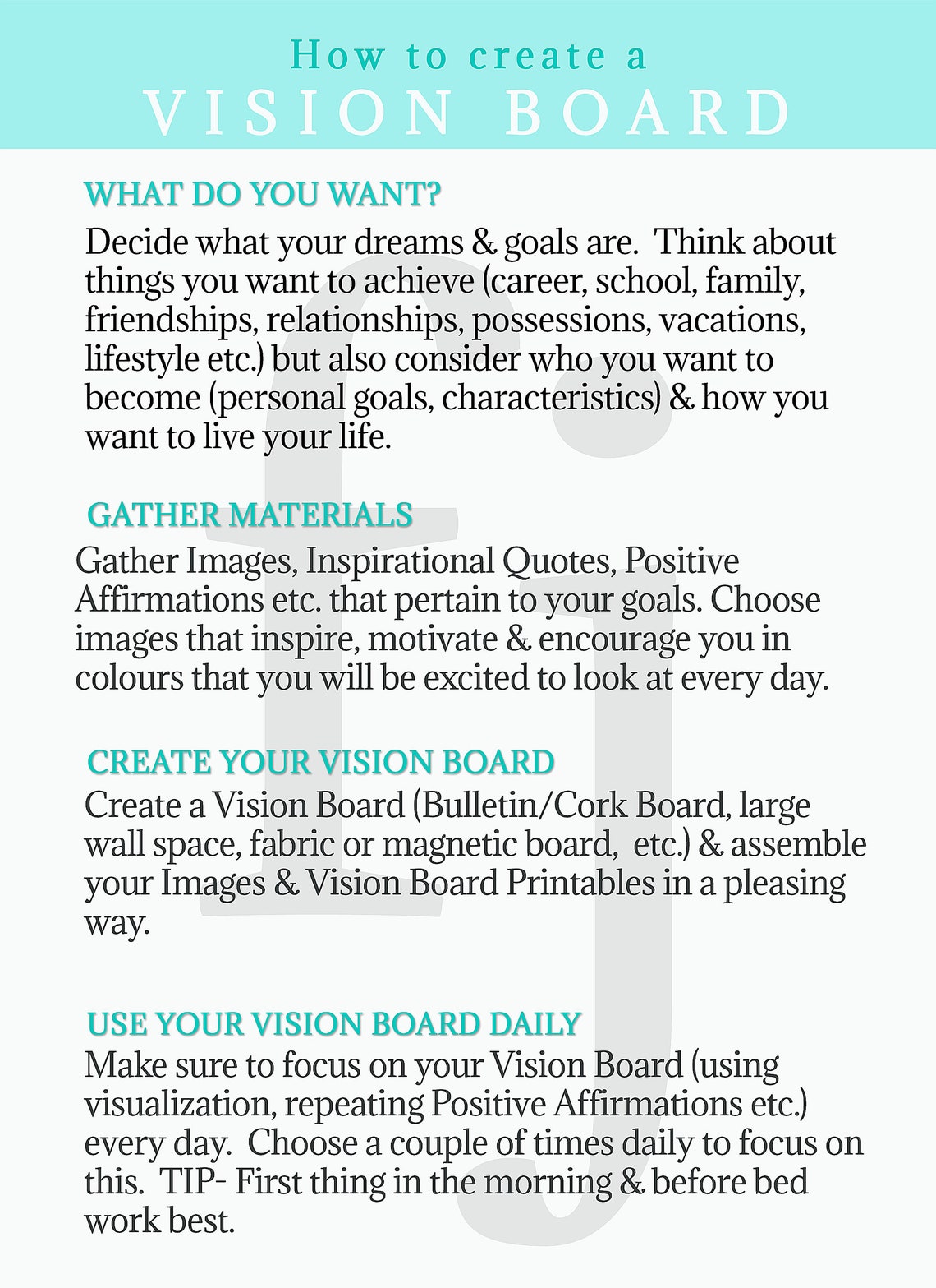Vision Board Printables, Dream Board Words, Manifesting Planner Cards ...