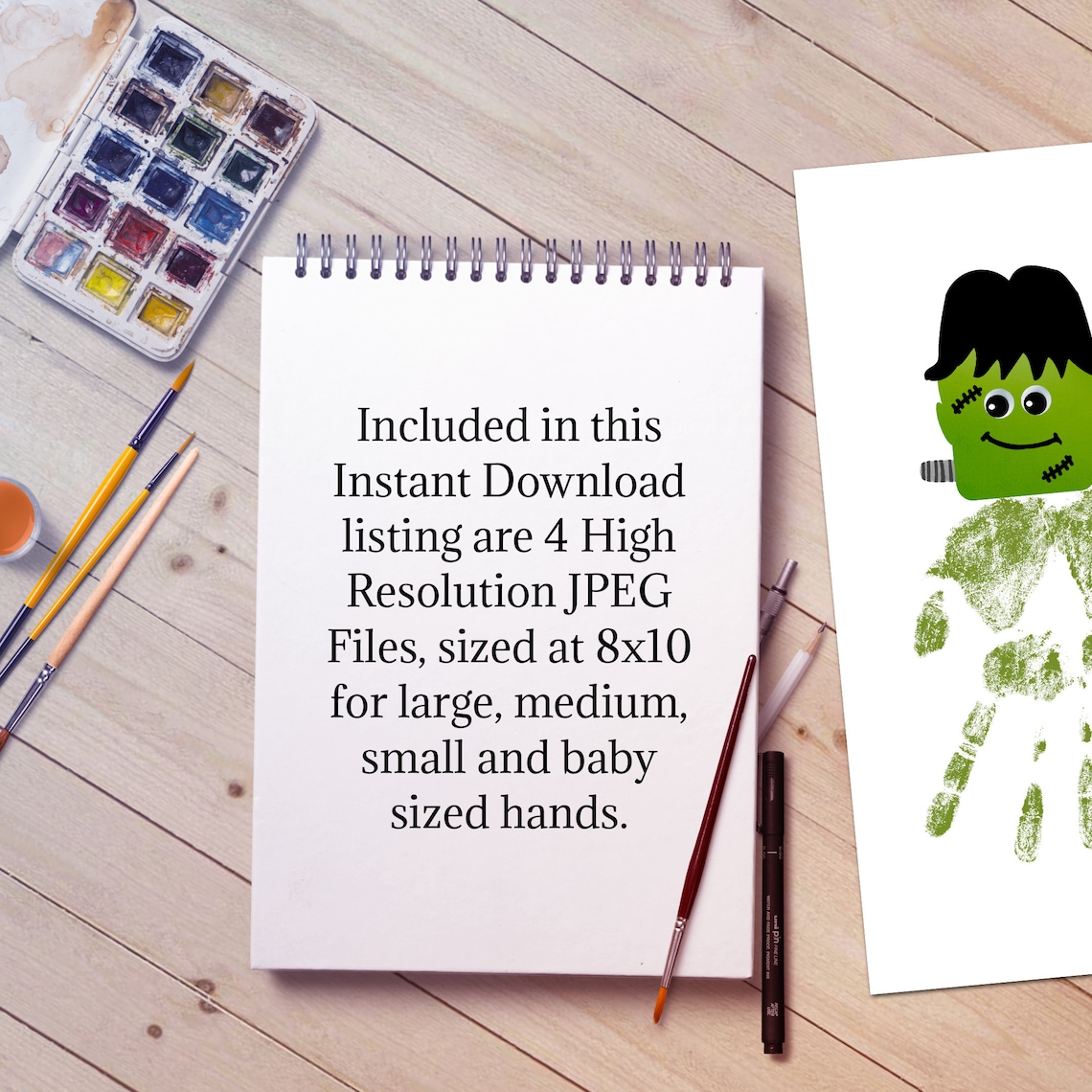 Kids DIY Halloween Handprint Art Frankenstein Monster Craft & - Etsy