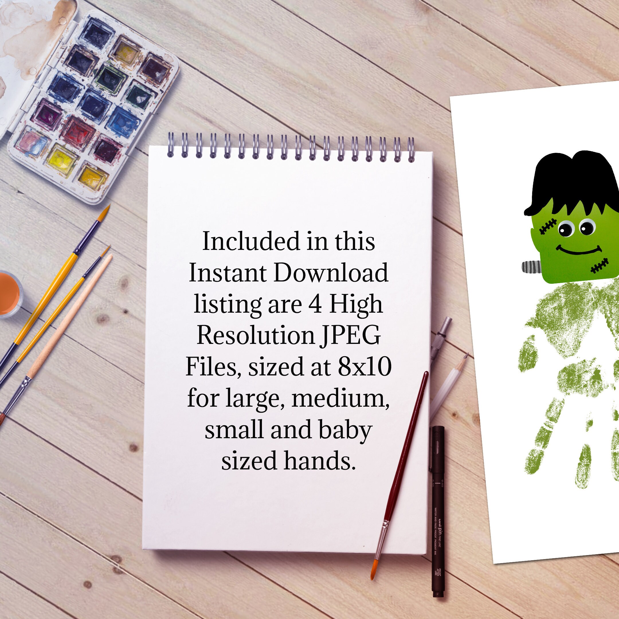Kids DIY Halloween Handprint Art Frankenstein Monster Craft & - Etsy