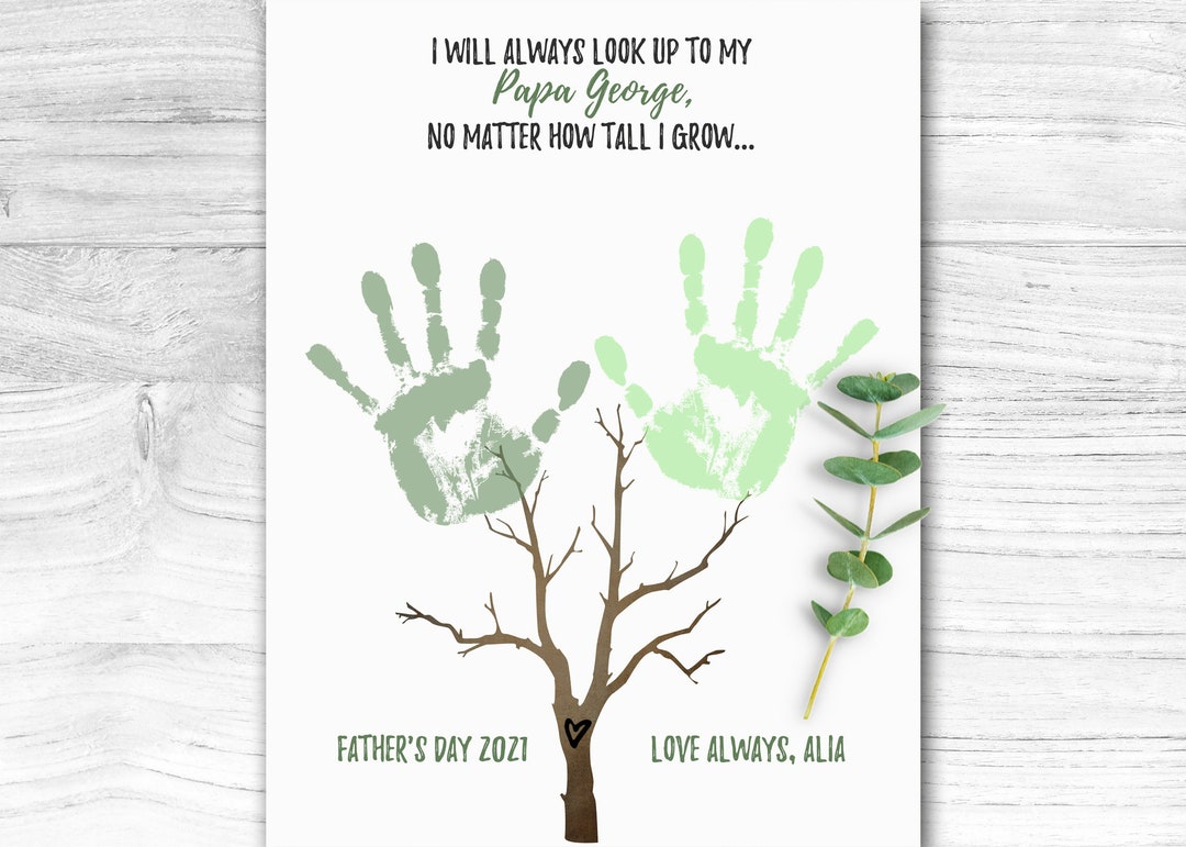 Personalized Handprint Art, Custom Fathers Day Gift Idea Dad, Printable ...