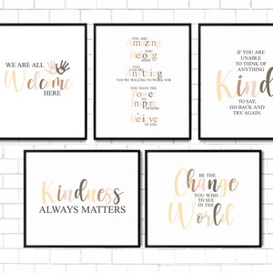 Set of 5 Kindness Posters Printable Wall Art With - Etsy Canada